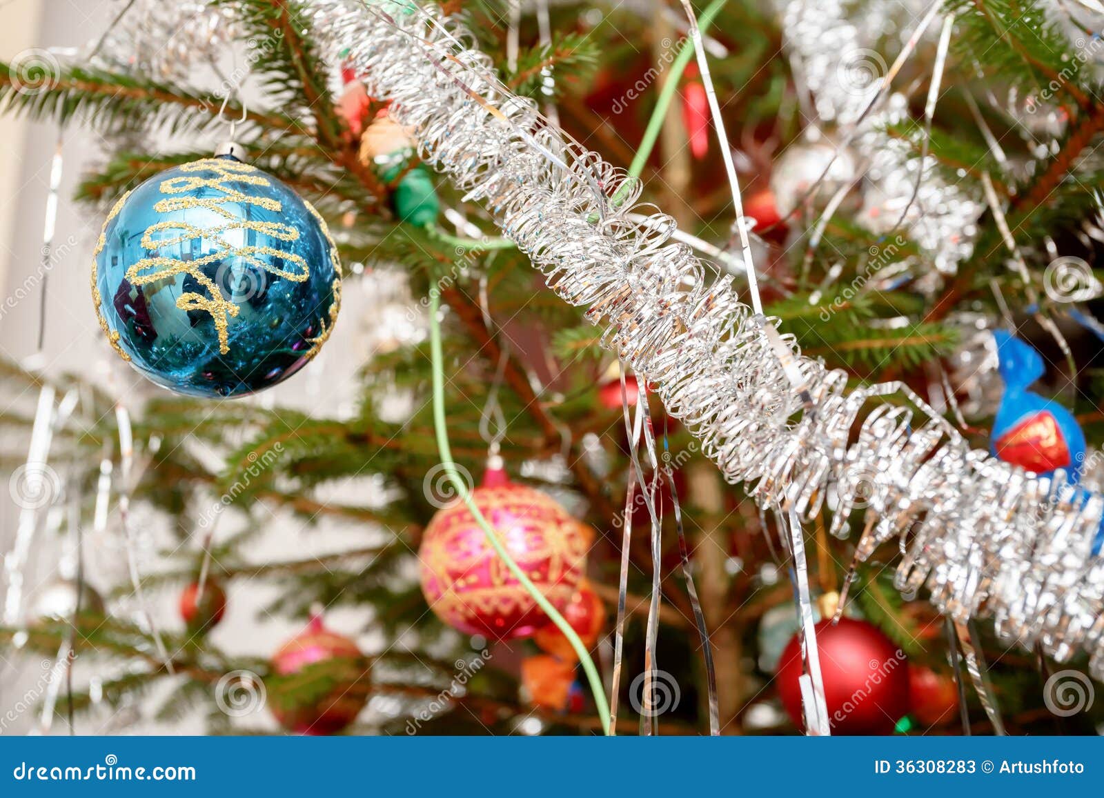 Decorated Christmas Tree with Balls Stock Image - Image of candy ...