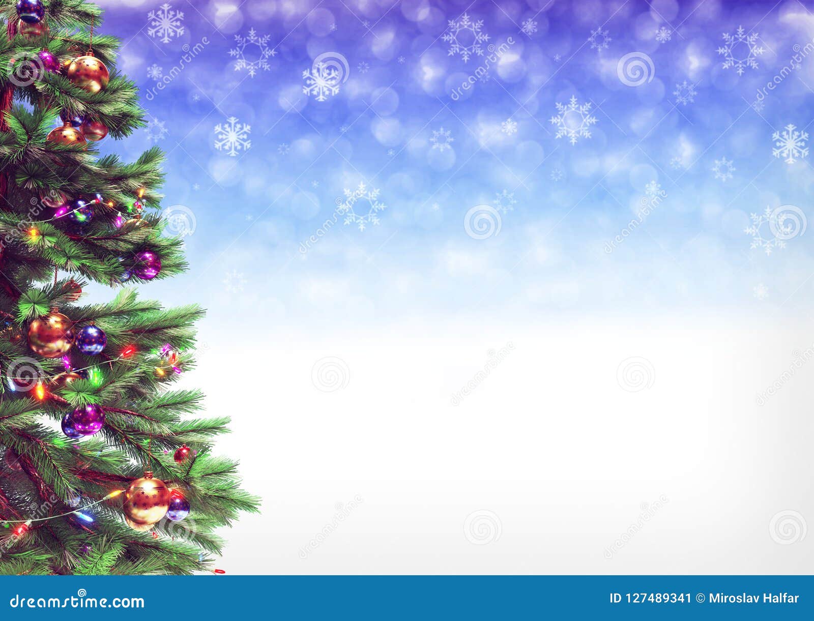 Decorated Christmas Tree on Bokeh Background. 3D Illustration Stock ... Decorated Christmas Tree on Bokeh Background. 3D Illustration Stock ...