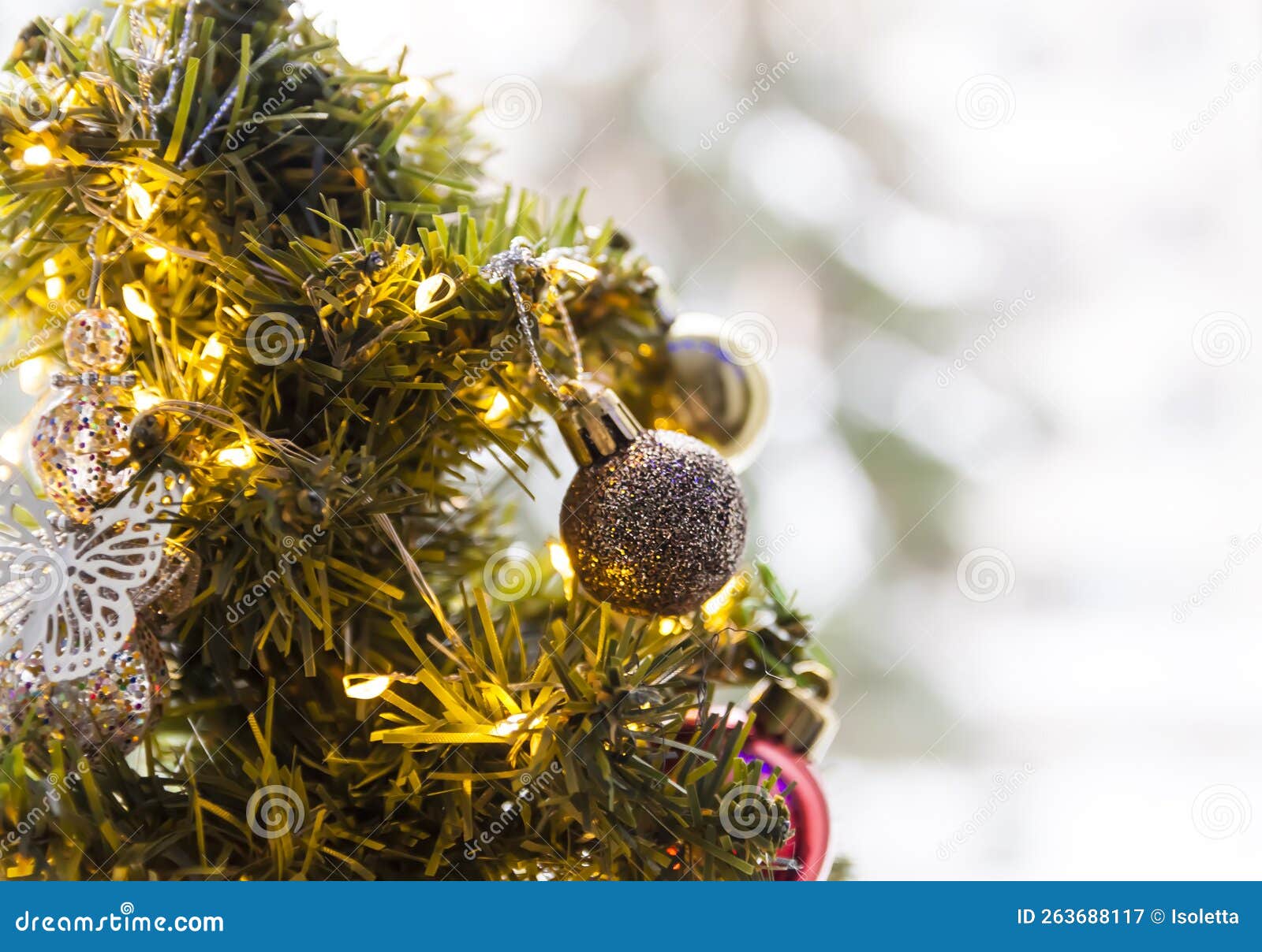 Decorated Christmas Tree Details Close Up Stock Image - Image of ...