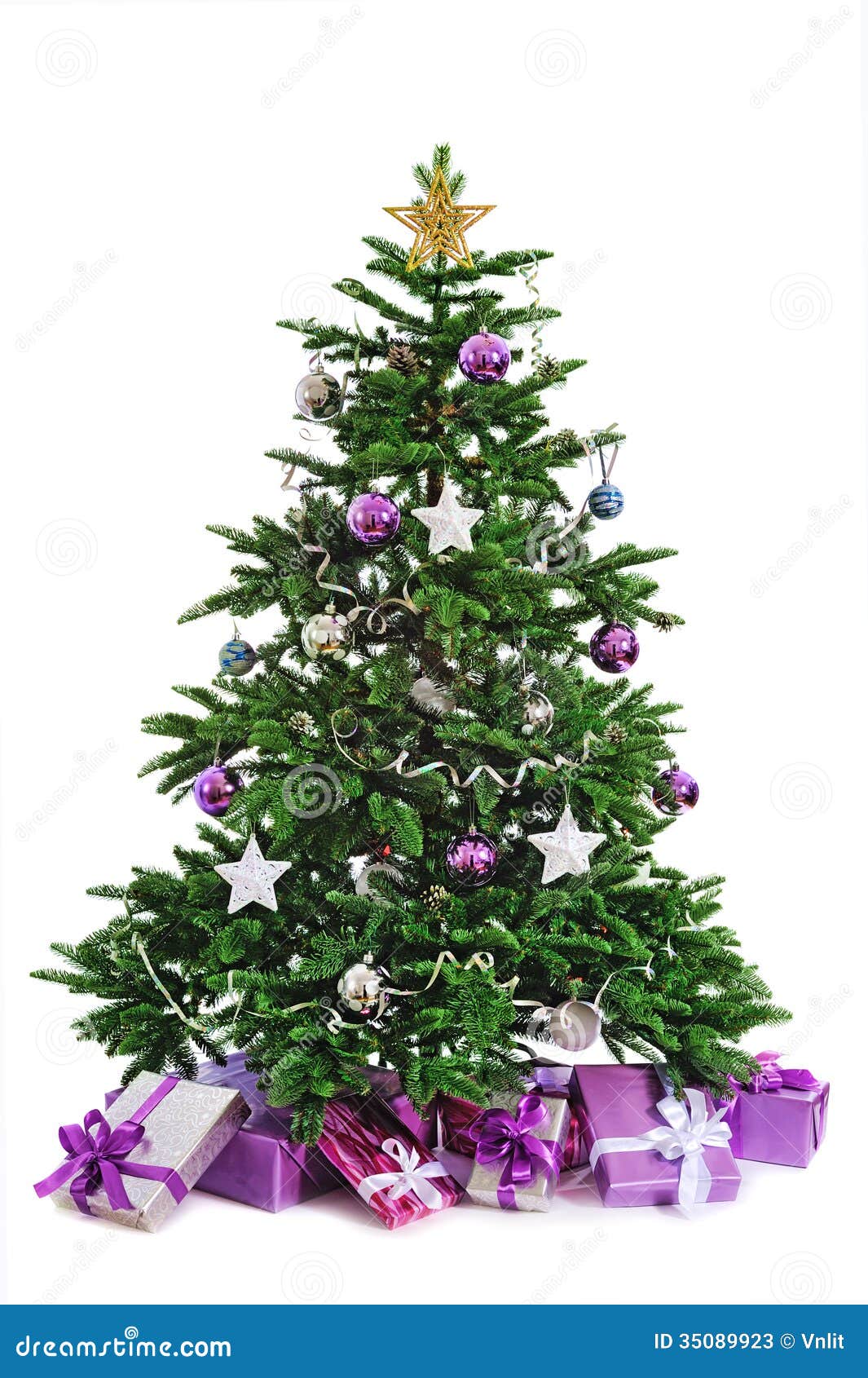 Decorated Christmas tree stock image. Image of decorative - 35089923