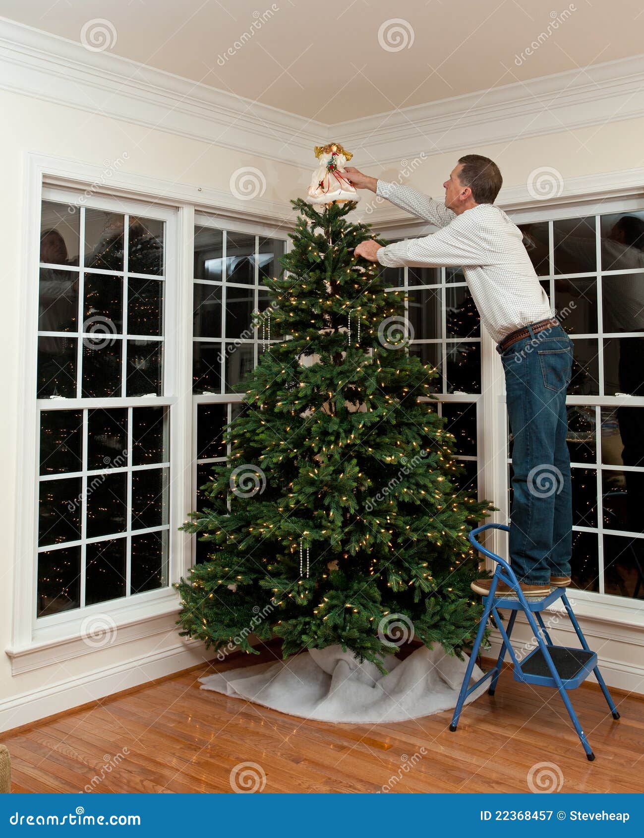 Decorated Christmas Tree in Home Stock Image - Image of color, december ...