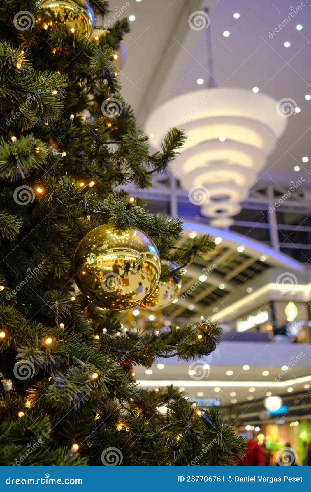Decorated Christmas Tree Inside a Shopping Mall Stock Image - Image of ...