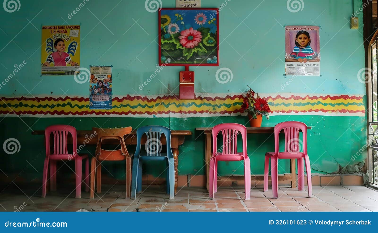 Decorated Classrooms with Educational Posters and Materials Stock Image ...