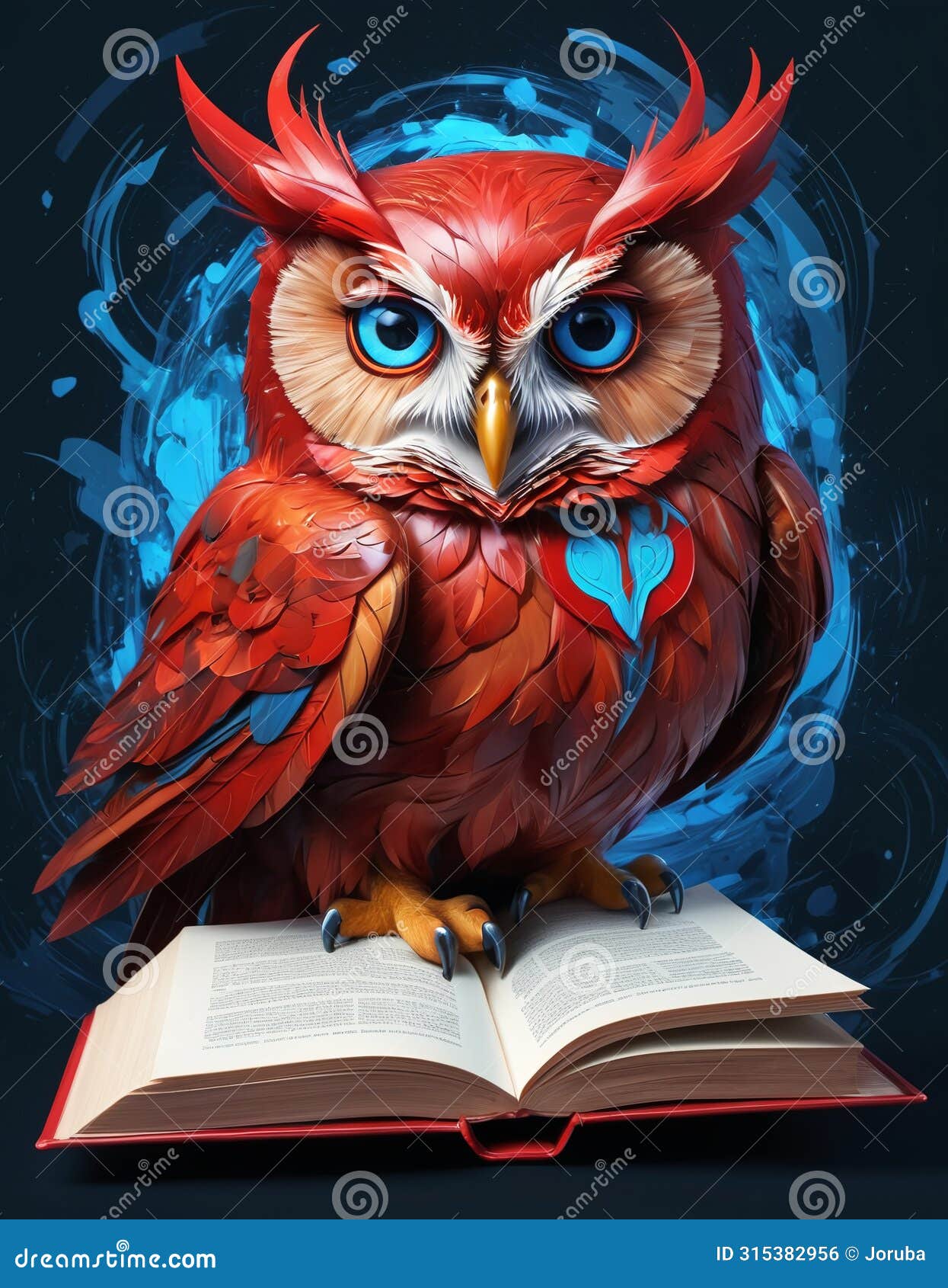 Decorated Colorful Wise Owl with Book Stock Illustration - Illustration ...