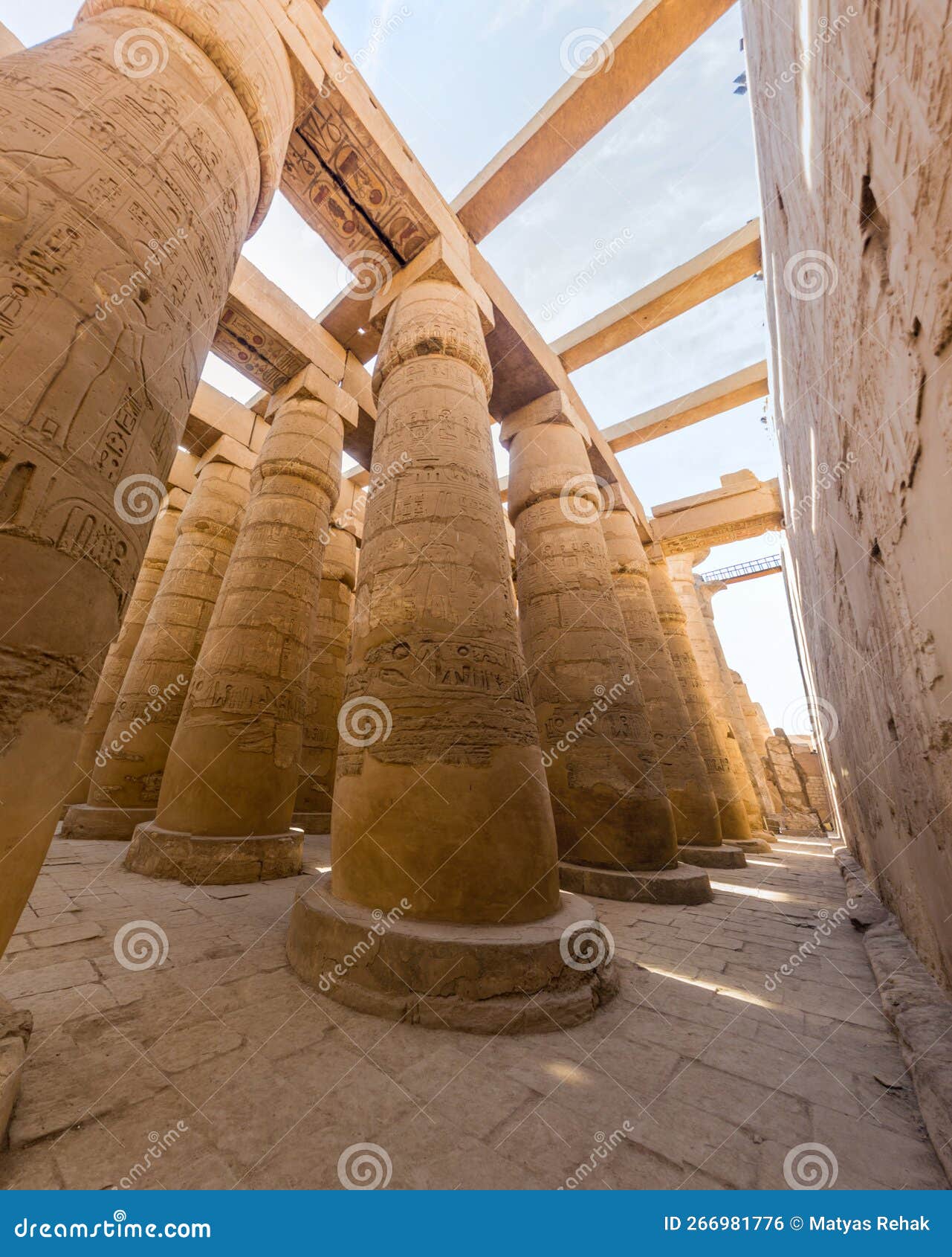 Decorated Columns of the Great Hypostyle Hall in the Amun Temple ...