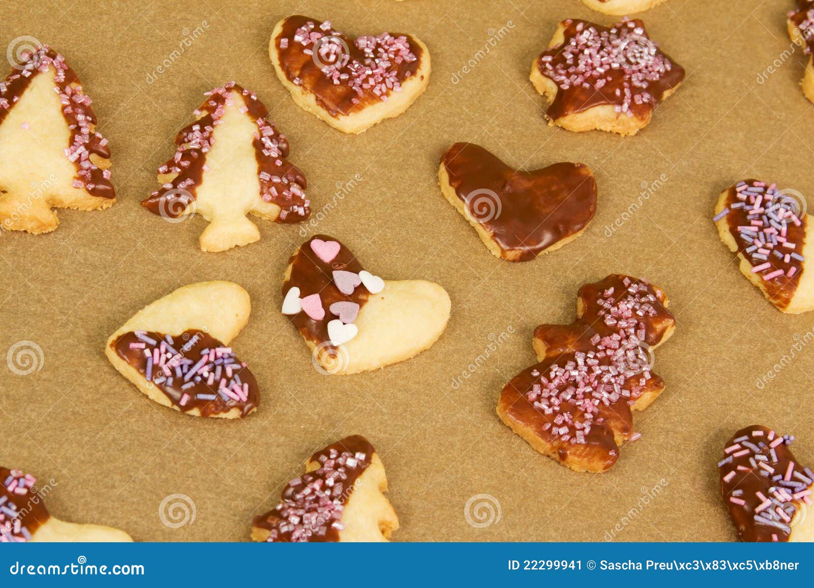Decorated Cookies on a Baking Plate Stock Image - Image of snack ...