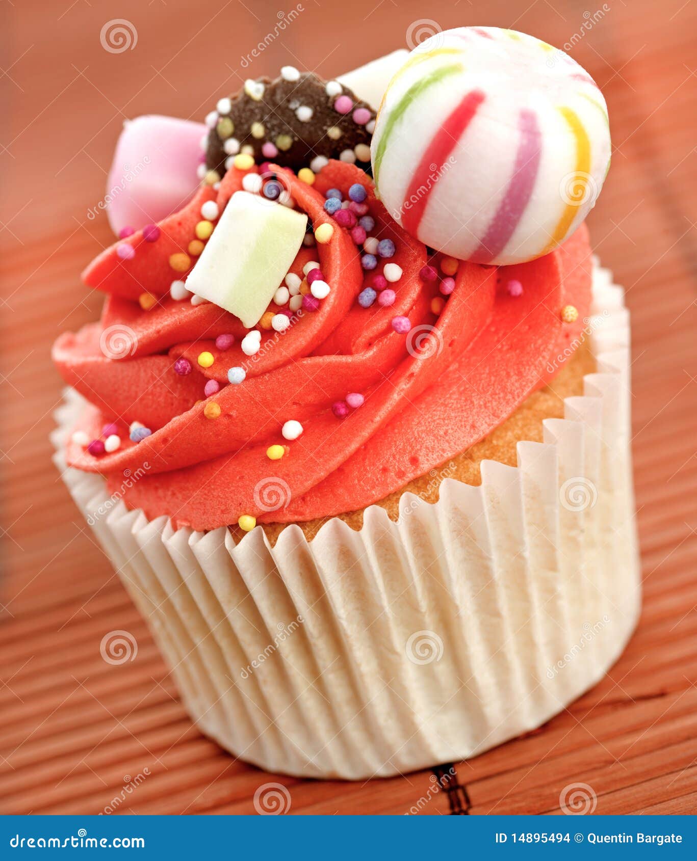 Decorated cupcake stock photo. Image of macro, pink, lollipop - 14895494