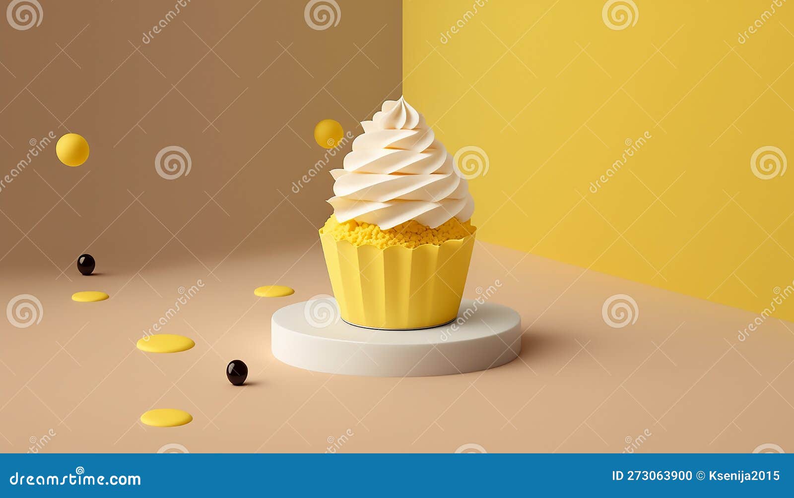 Decorated Cupcake Stands on Plain Background, Minimalism, Generative AI ...
