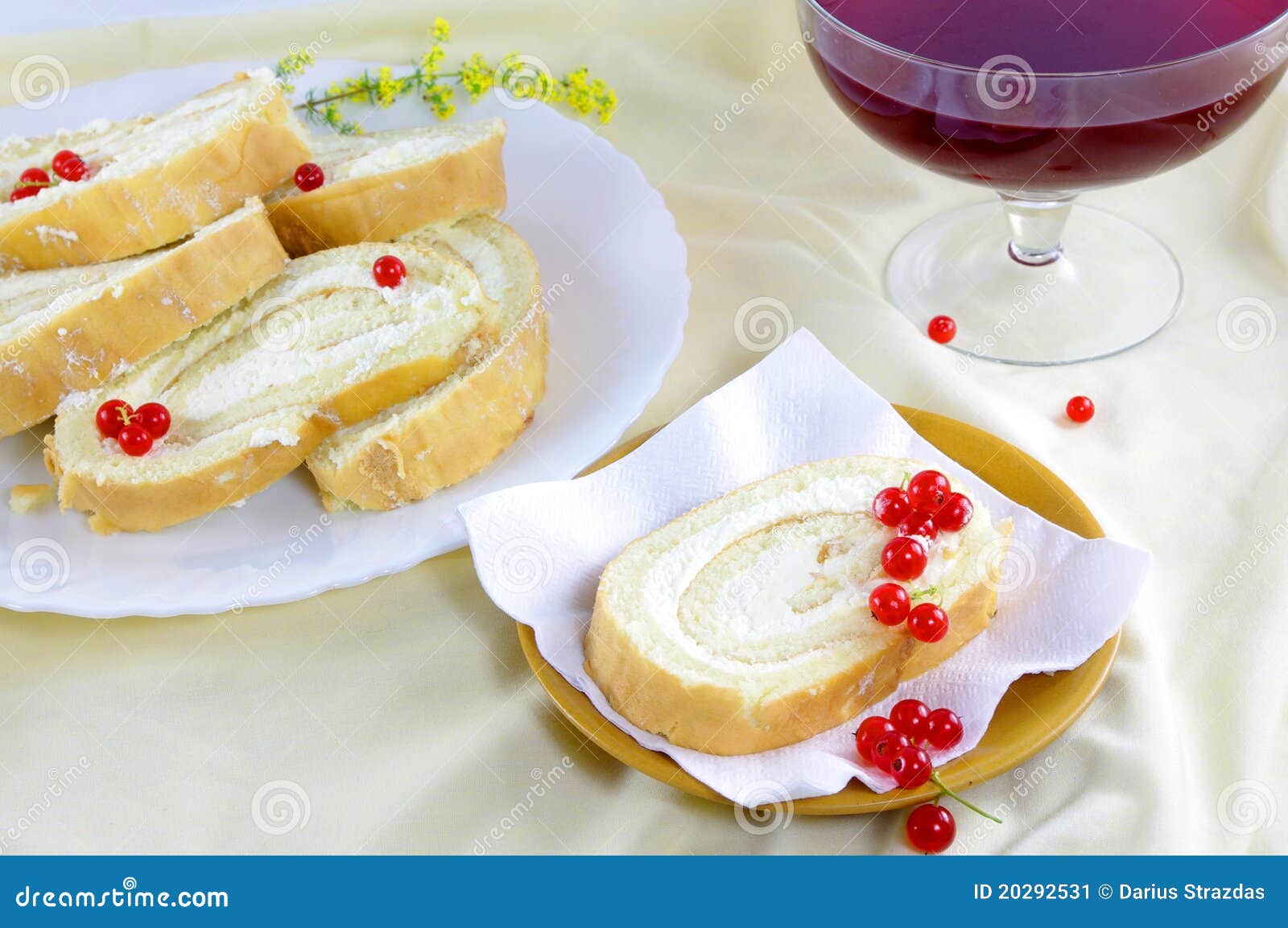 Decorated Desert with Berries and Red Sweet Wine Stock Image - Image of ...
