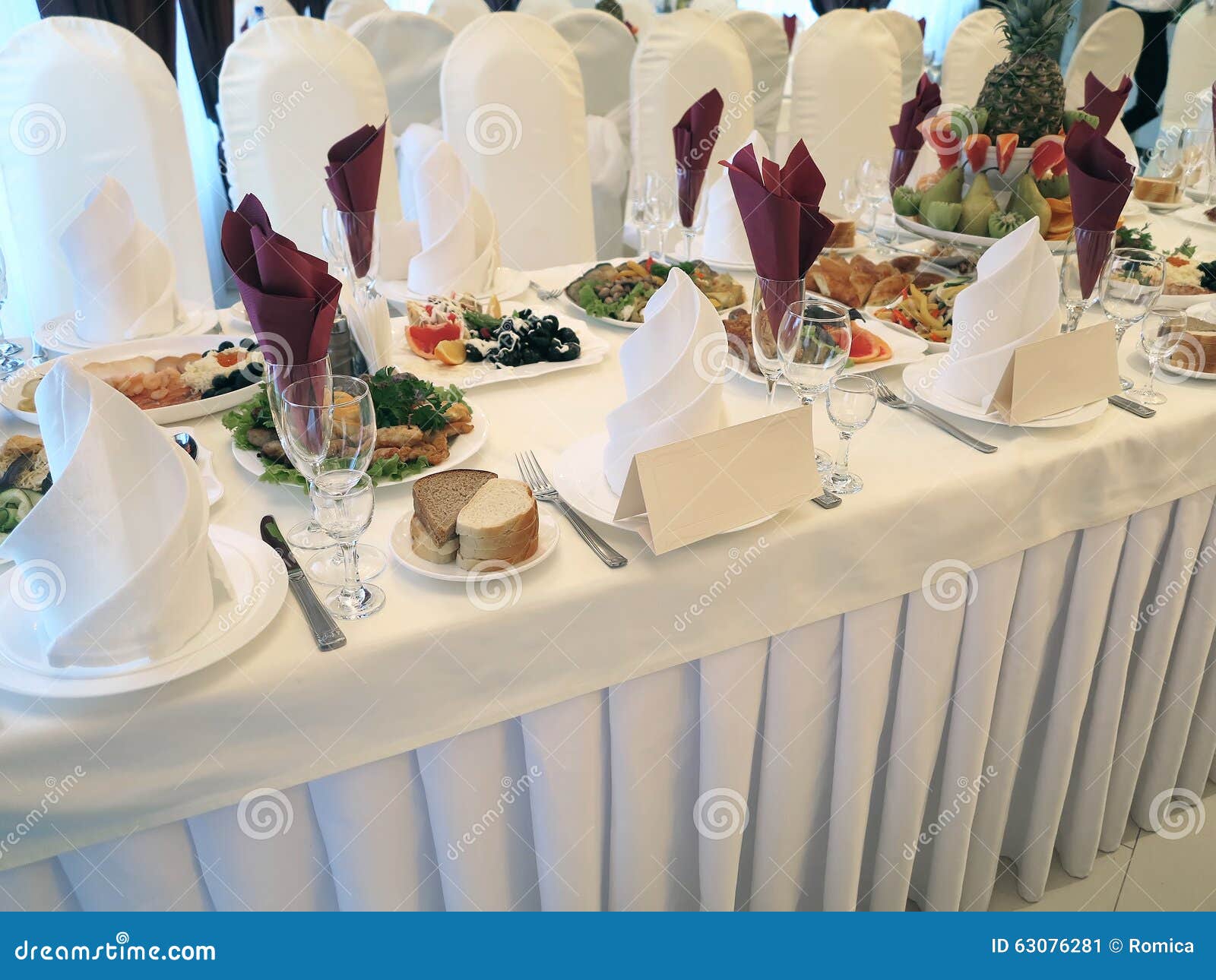Decorated Dining Table Reception with Plates and Serviettes Stock Image ...