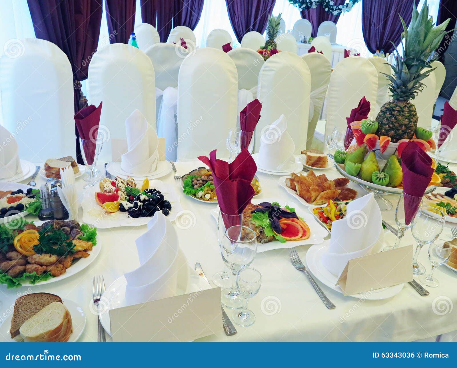 Decorated Dining Table Reception with Plates and Serviettes Stock Photo ...