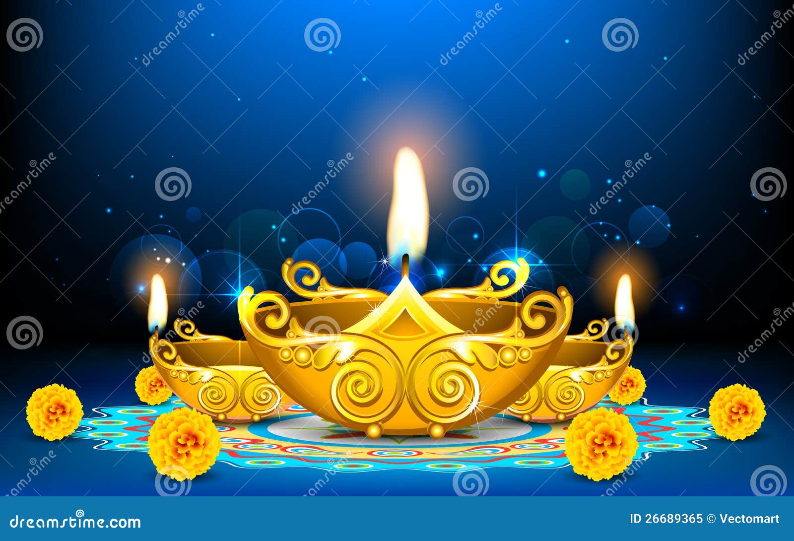 Decorated Diya stock vector. Illustration of flame, burn - 26689365