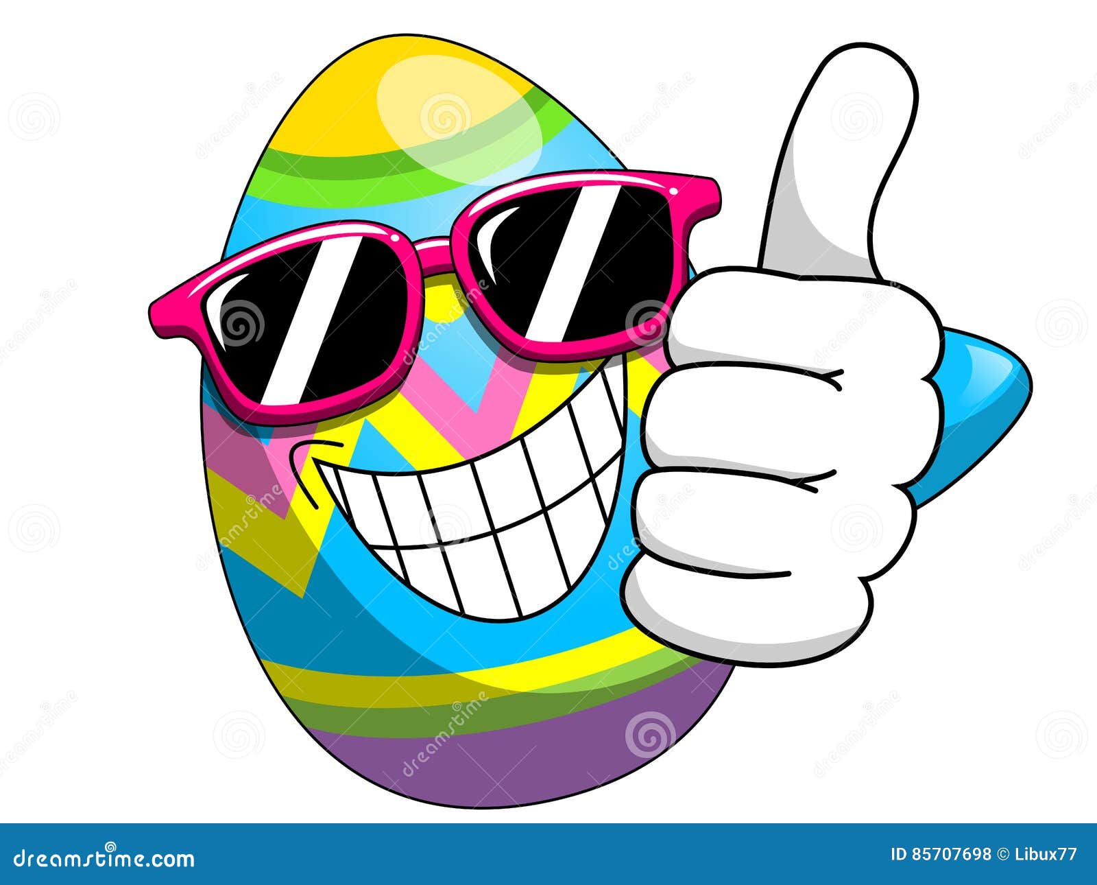 Decorated Easter Egg Cartoon Sunglasses Thumb Up Isolated Stock Vector ...