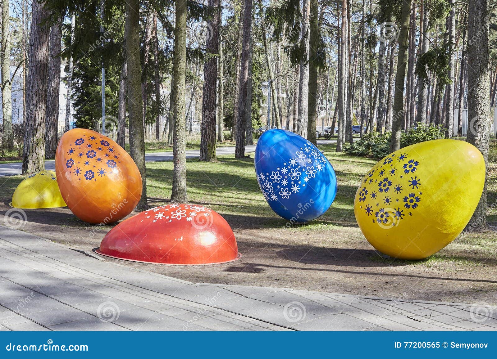Decorated Easter Eggs in the Grass, Public Area. Extremely Big Easter ... Decorated Easter Eggs in the Grass, Public Area. Extremely Big Easter ...