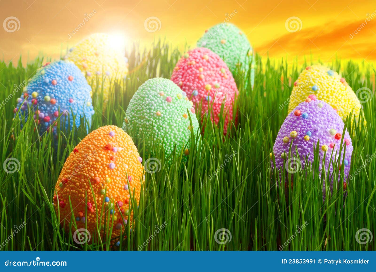 Decorated Easter Eggs at Sunset Stock Image - Image of bright, season ...