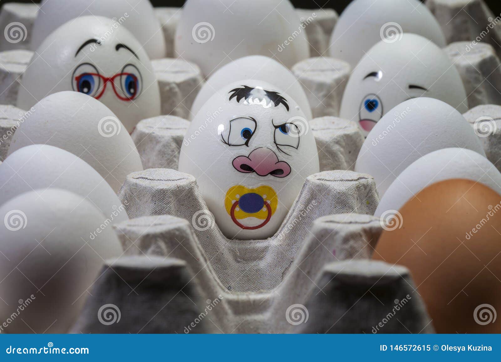 Decorated Eggs in the Form of Different Faces Stock Image - Image of ...