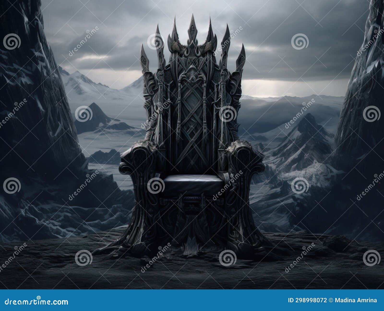 Decorated Empty Throne Hall. Black Throne. Stock Photo - Image of ...