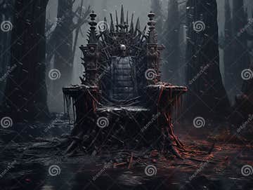 Decorated Empty Throne Hall. Black Throne. Stock Image - Image of white ...