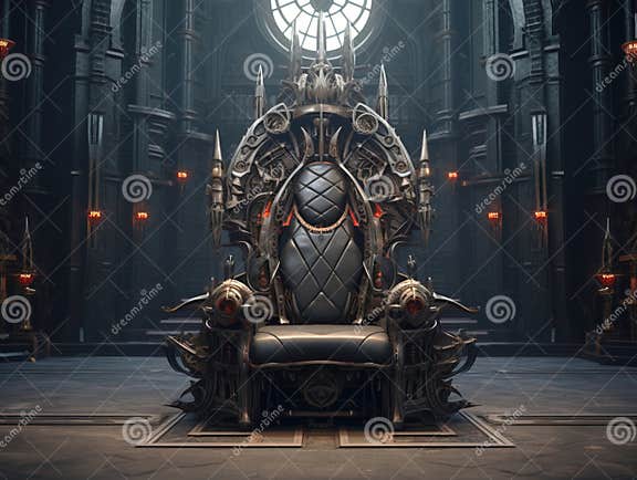 Decorated Empty Throne Hall. Black Throne. Stock Photo - Image of ...