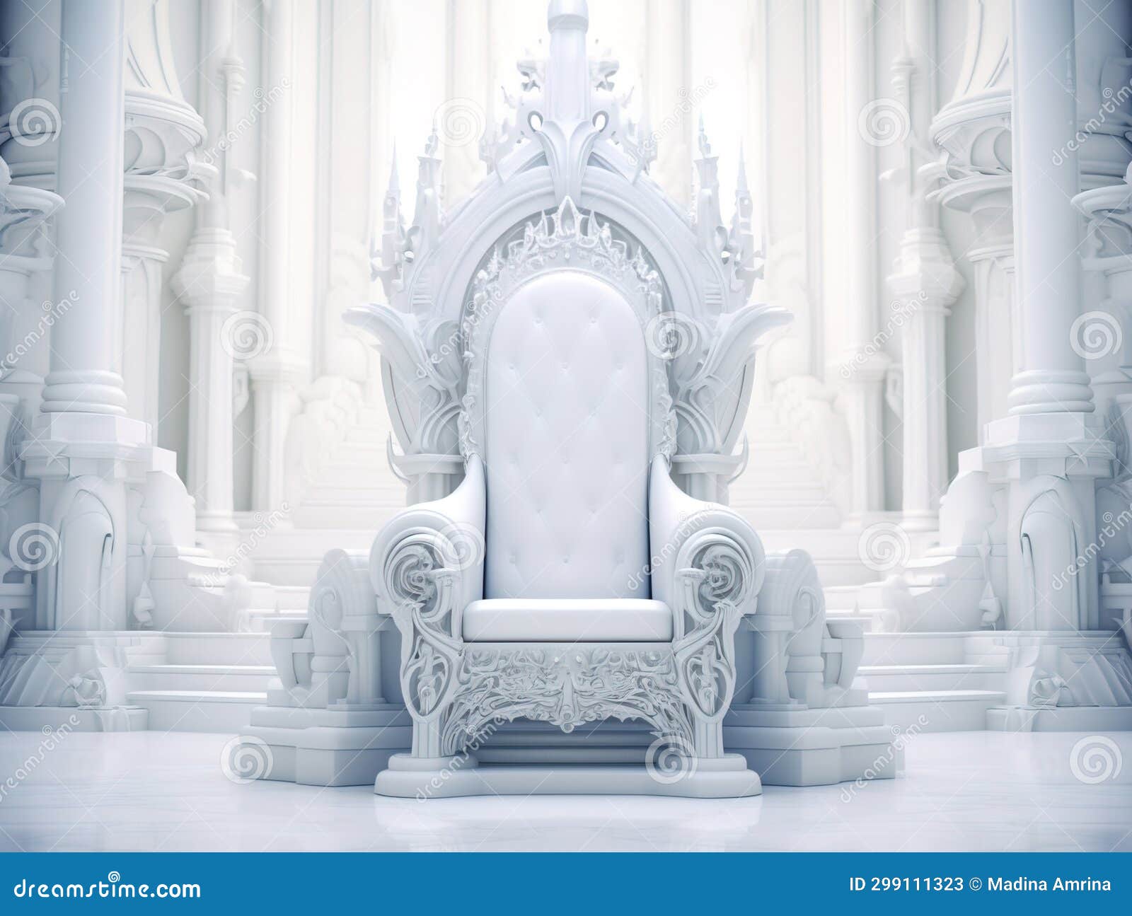 Decorated Empty Throne Hall. White Throne. Stock Image - Image of ...