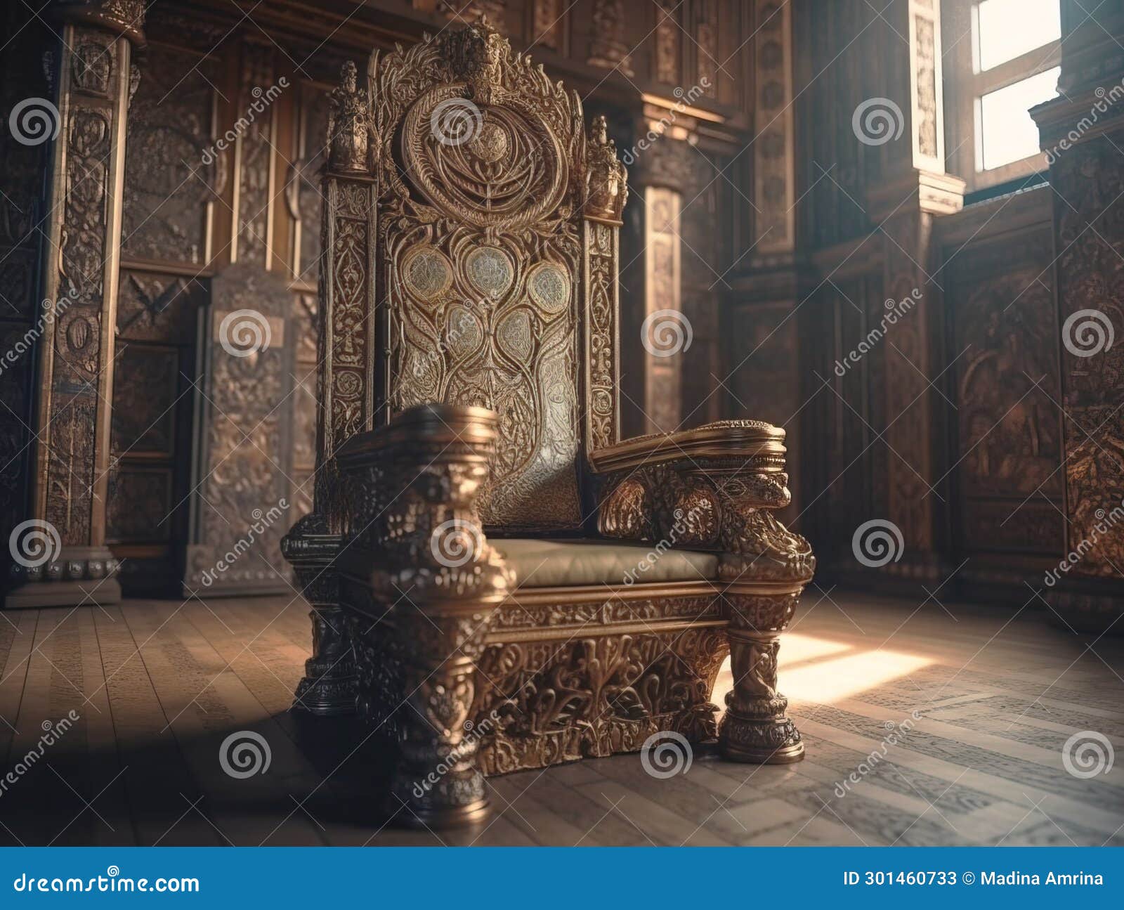 Decorated Empty Throne Room. Stock Illustration - Illustration of ...