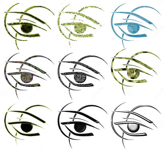 Set of Decorated Eyes in Different Styles Stock Illustration ...