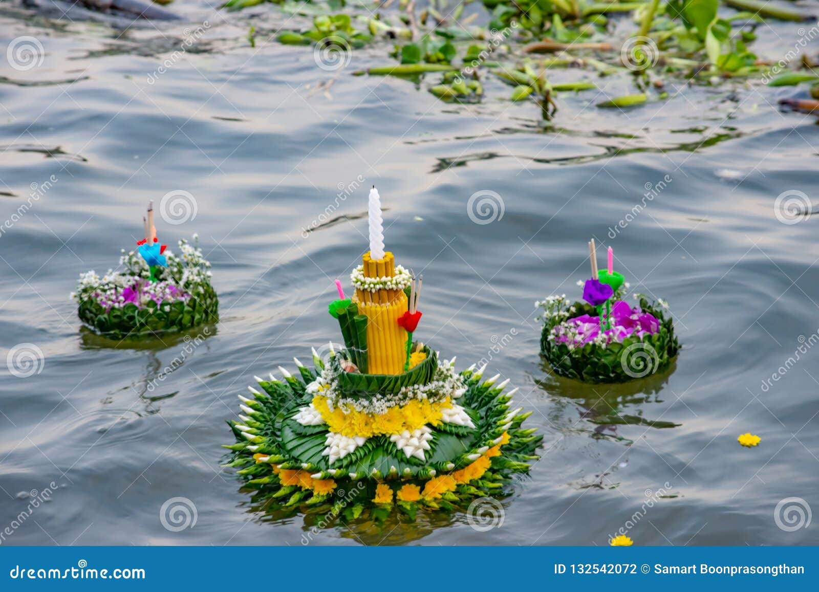 Decorated Float Made from Natural Materials on the River Stock Photo ...