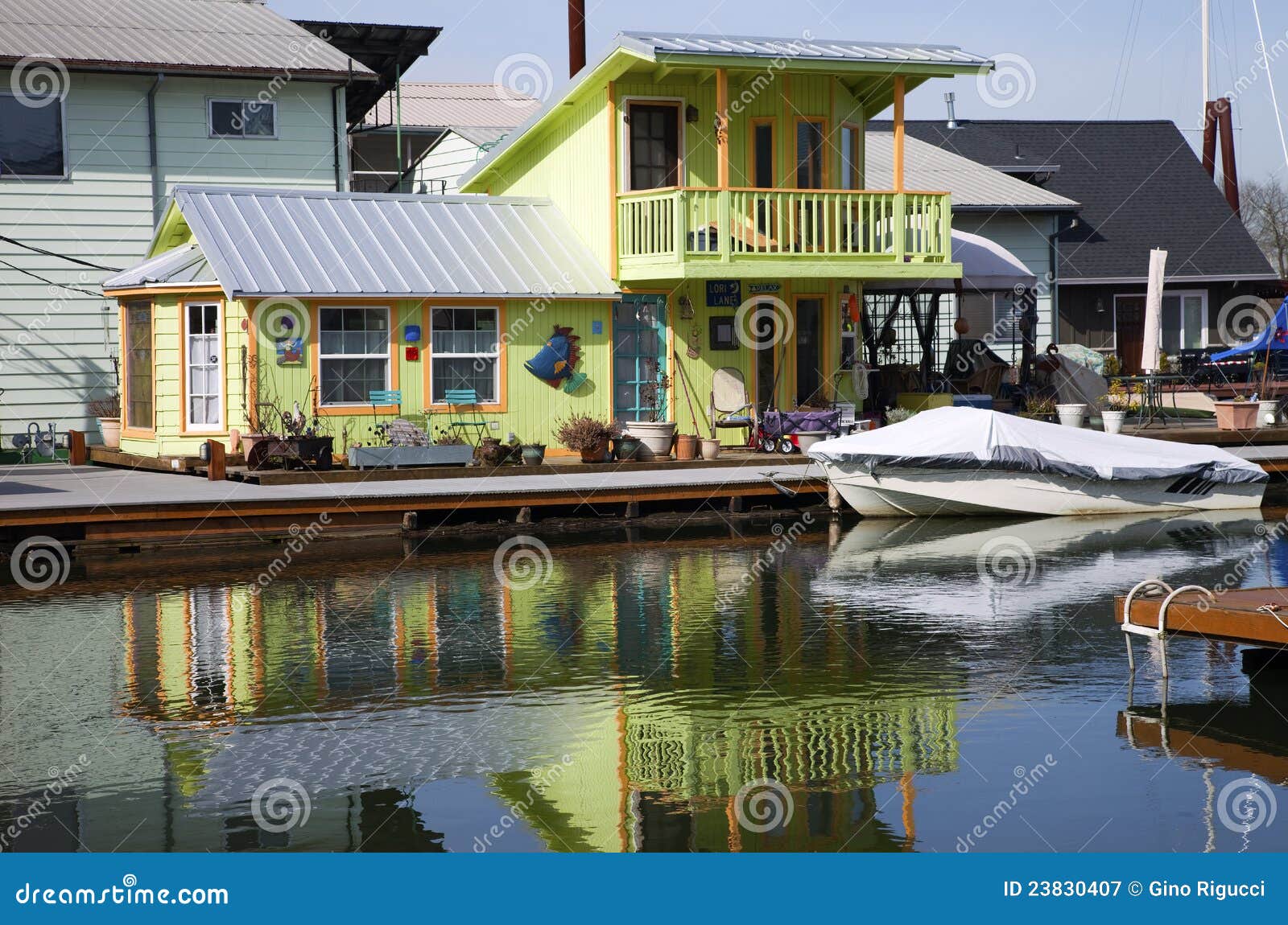 A Decorated Floating House, Portland or. Stock Image - Image of gadgets ...