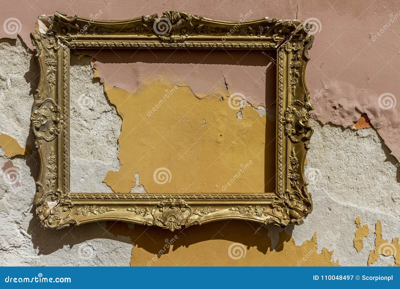 Frame on the old wall stock image. Image of outdoor - 110048497