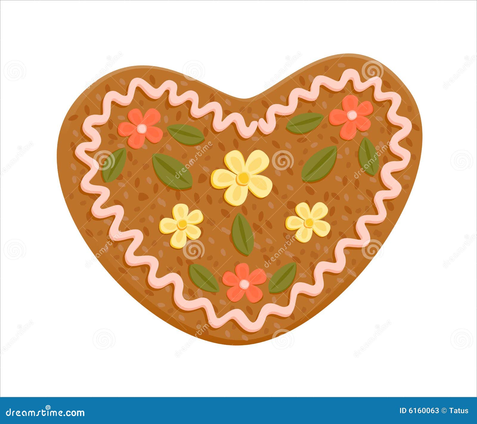 Decorated Gingerbread Heart Stock Vector - Illustration of declaration ...