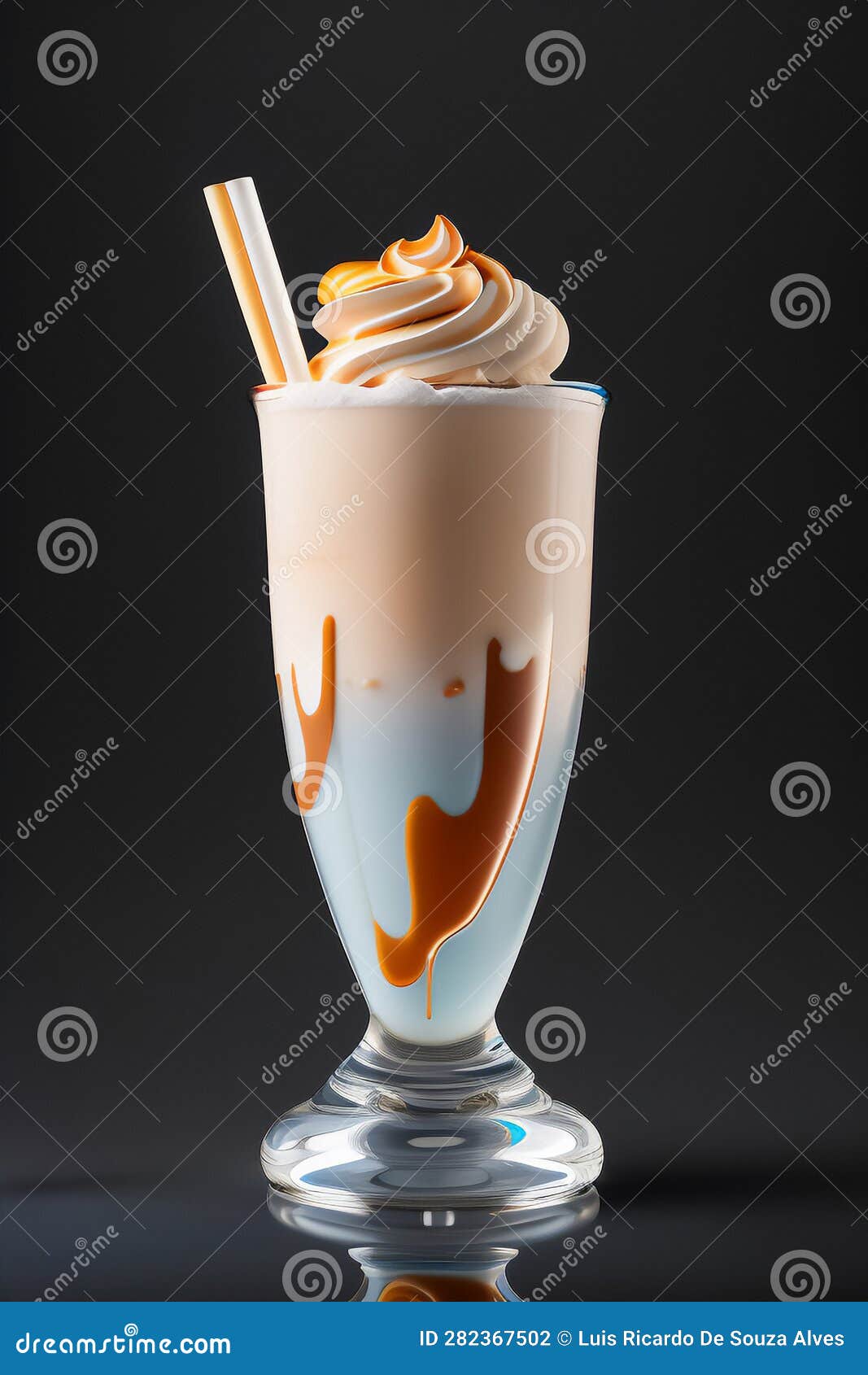 A Decorated Glass of Milkshake on a Reflective Surface. Generative AI_5 ...