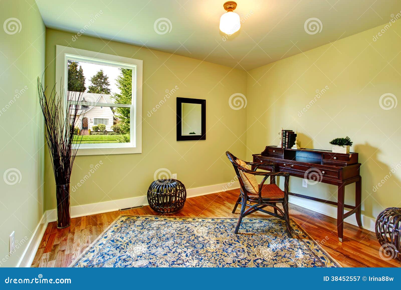 Decorated Green Small Room with an Antique Chest Stock Image - Image of ...
