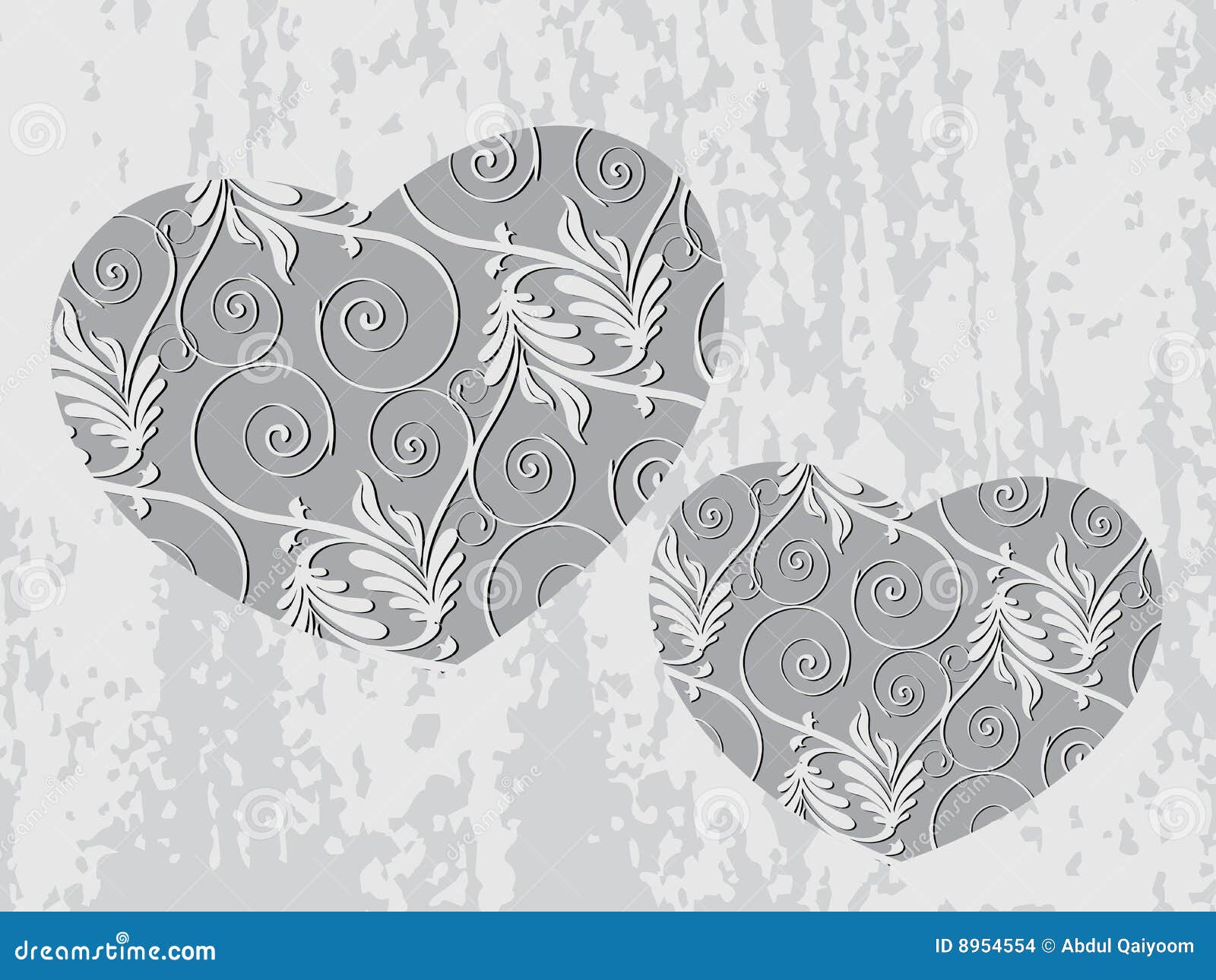 Decorated Grey Heart Shape with Texture Background Stock Vector ...
