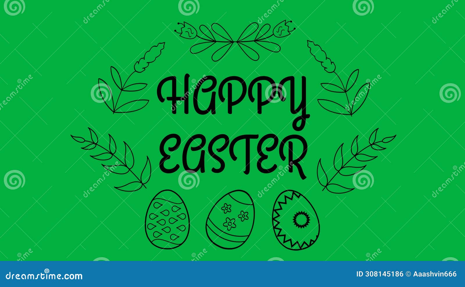 Decorated Happy Easter Blessings on Green Screen Stock Illustration ...