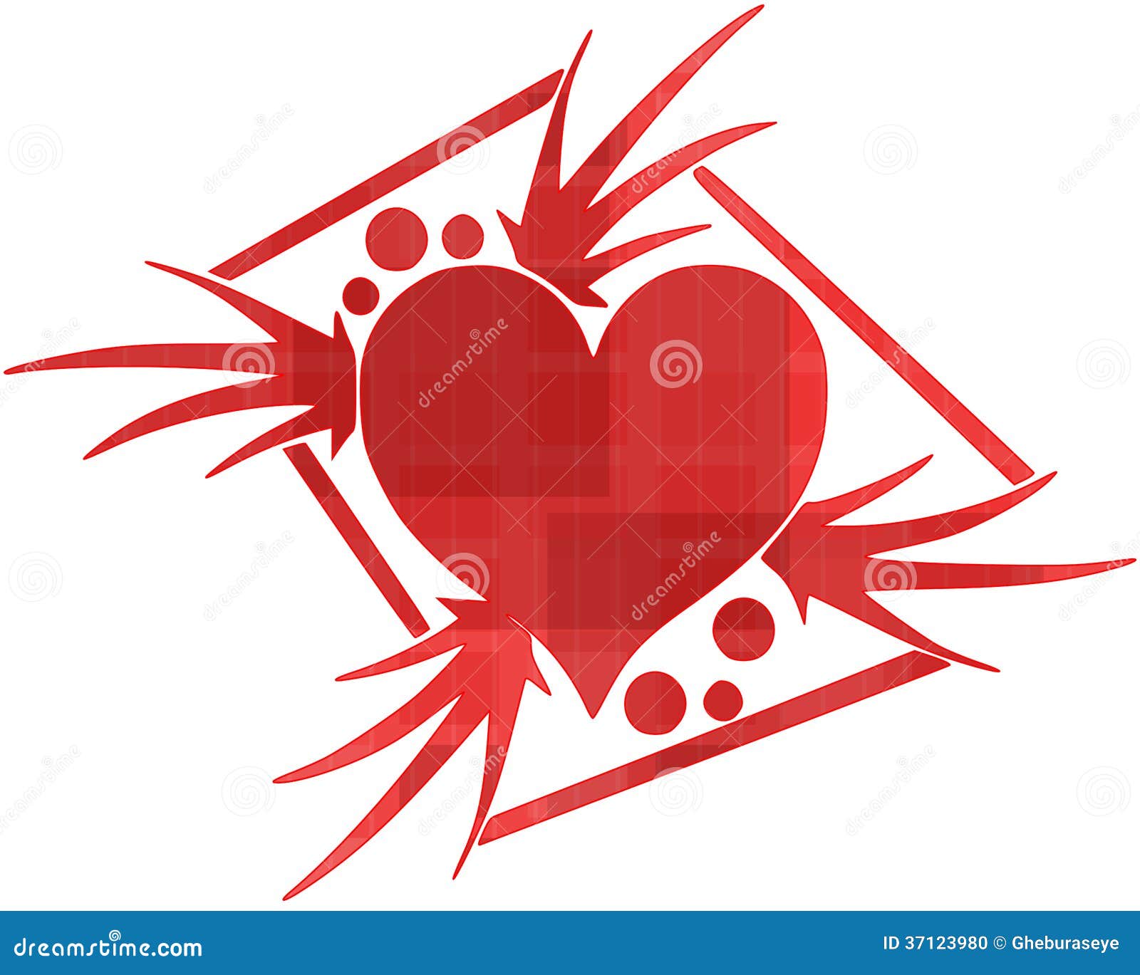 Decorated Heart in Red Isolated Stock Illustration - Illustration of ...