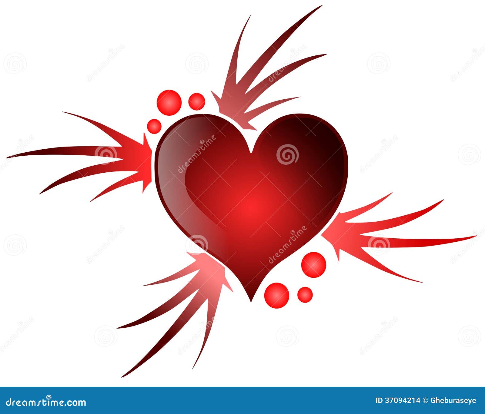 Decorated Heart in Red Isolated Stock Photo - Illustration of passion ...