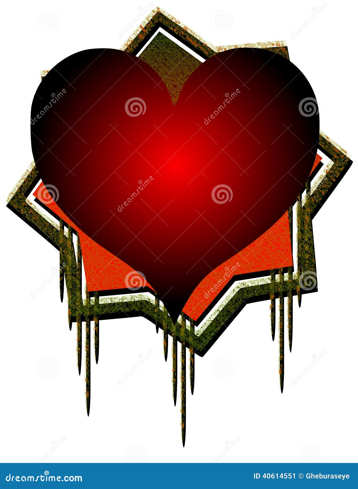 Decorated Heart on Red Background Isolated Stock Image - Illustration ...