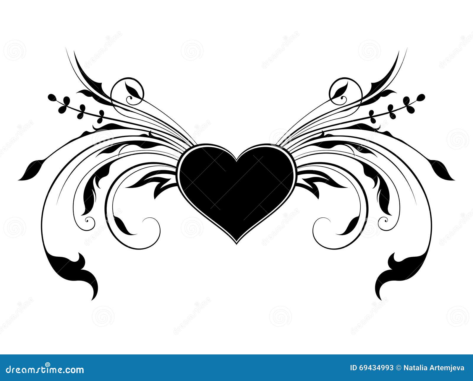 Decorated heart stock vector. Illustration of leaves - 69434993