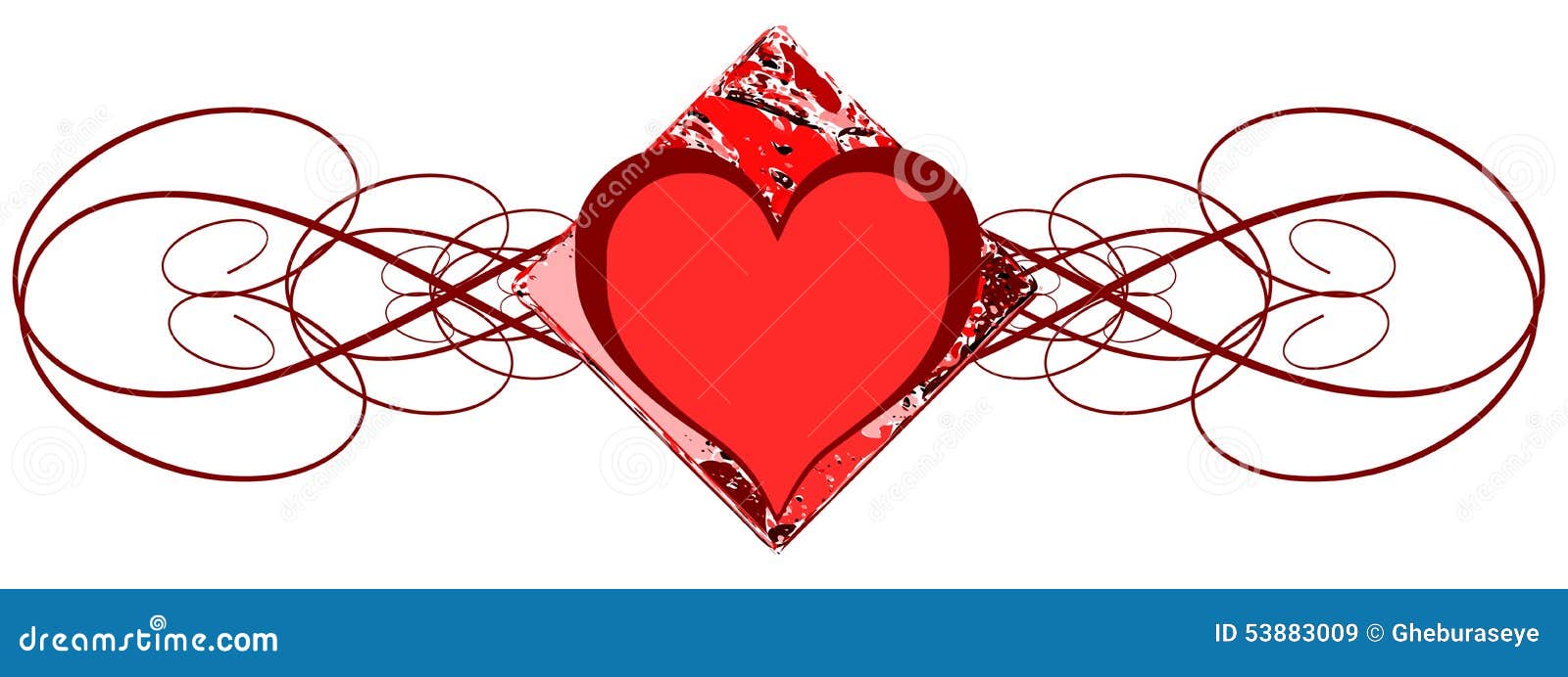 Decorated Heart in Red Tones Isolated Stock Vector - Illustration of ...