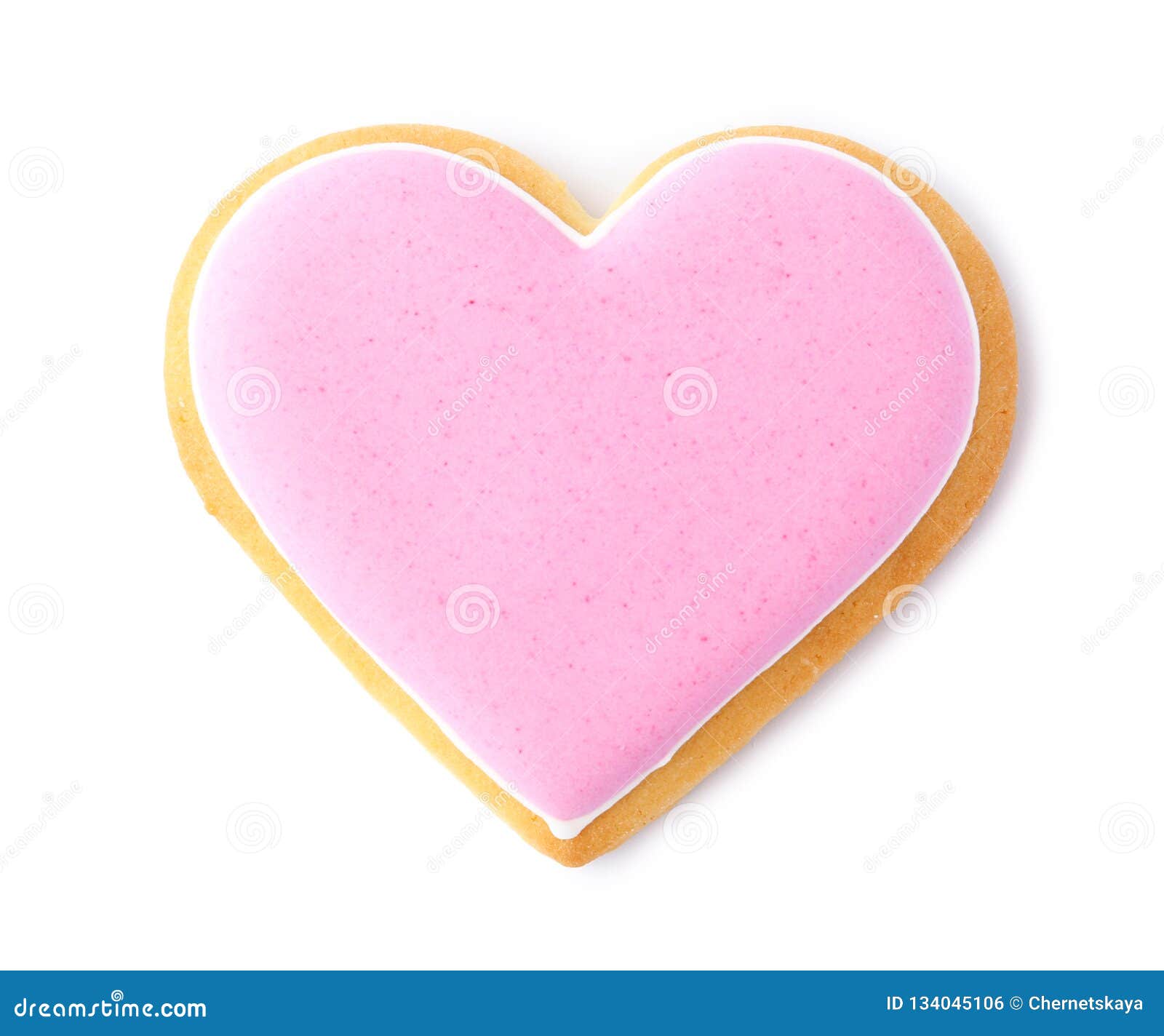 Decorated Heart Shaped Cookie on White Background Stock Photo - Image ...