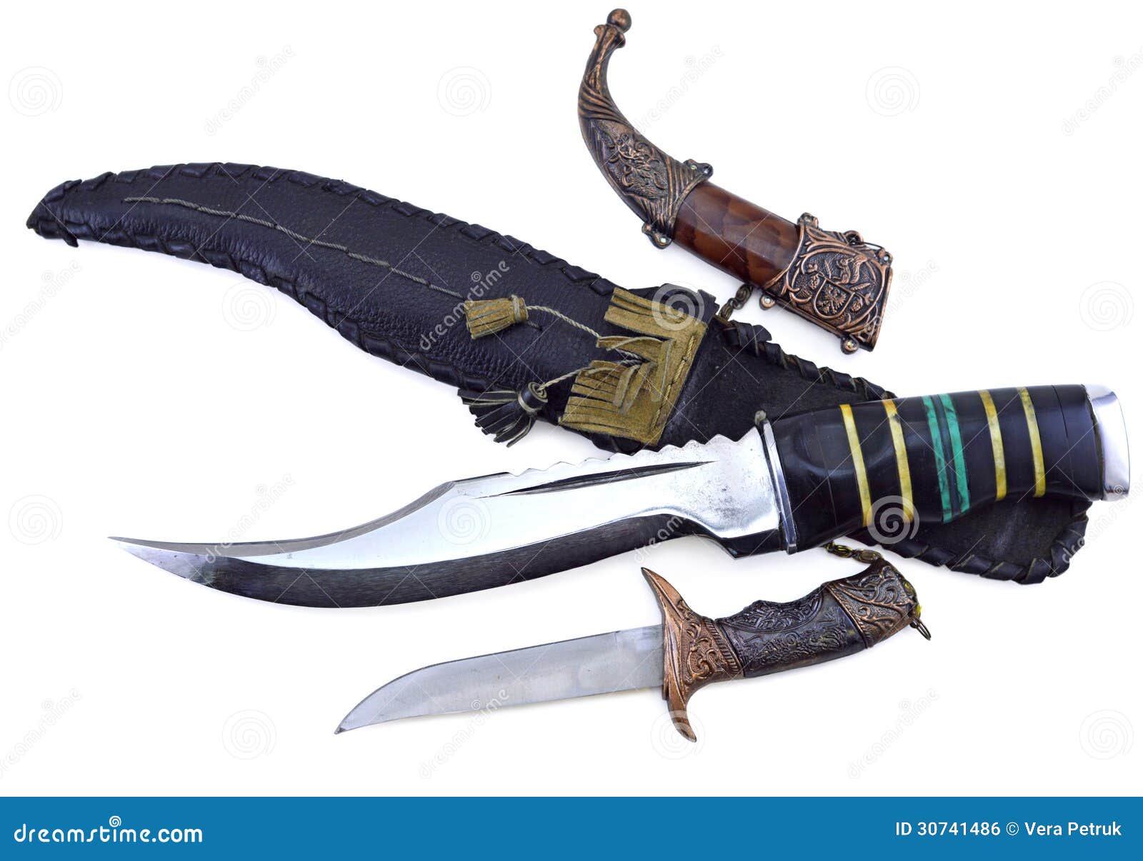 Decorated knives isolated stock photo. Image of honour - 30741486