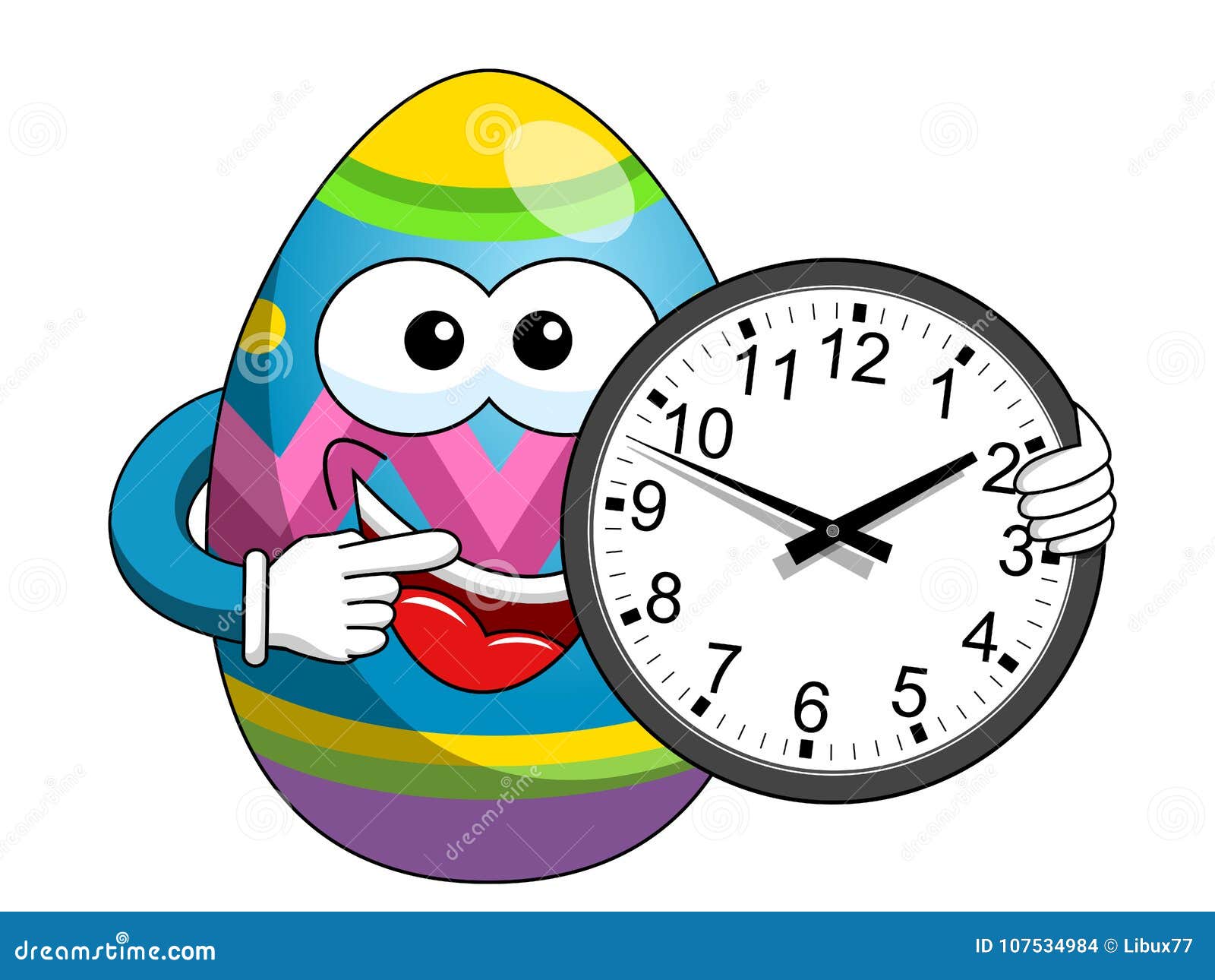 Decorated Mascot Easter Egg Indicating Wall Clock Stock Vector ...
