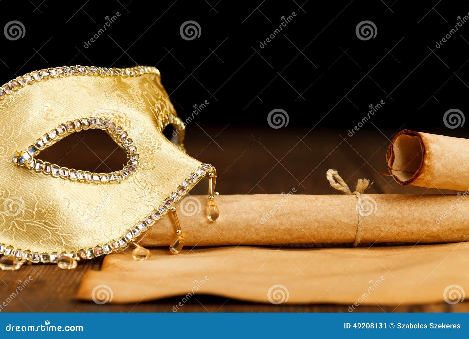 Decorated Mask with Paper Scrolls Stock Image - Image of hide, italy ...