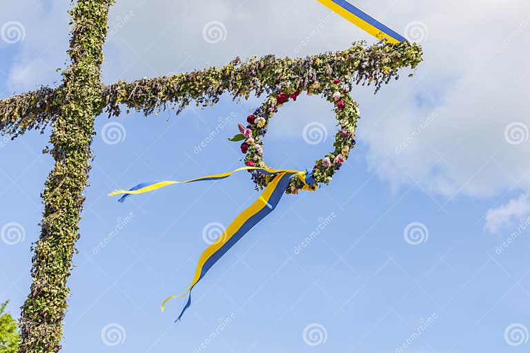 Midsummer tree in Sweden stock image. Image of bloom - 183181245