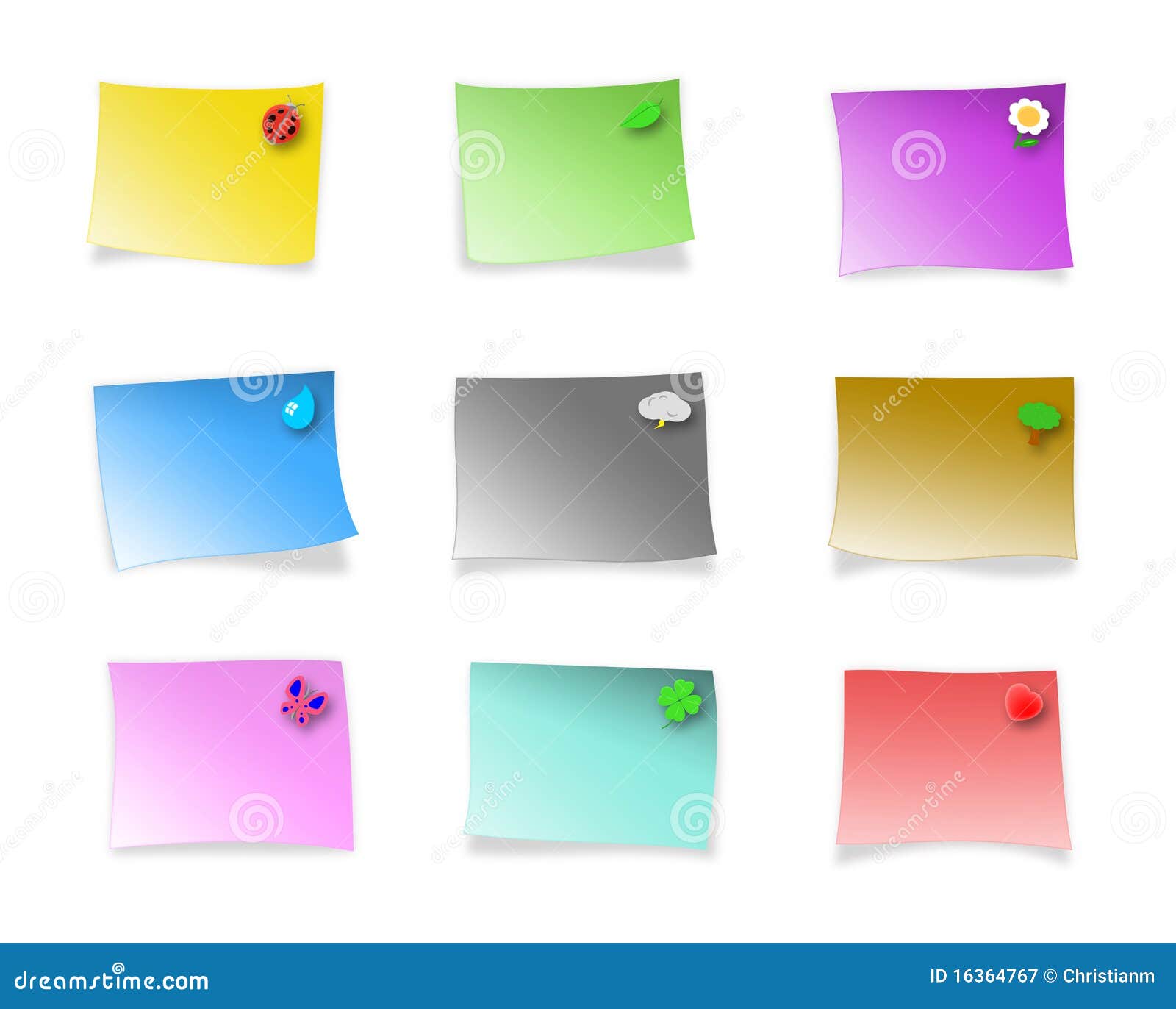 Decorated Multicolored Sticky Notes Stock Illustration - Illustration ...