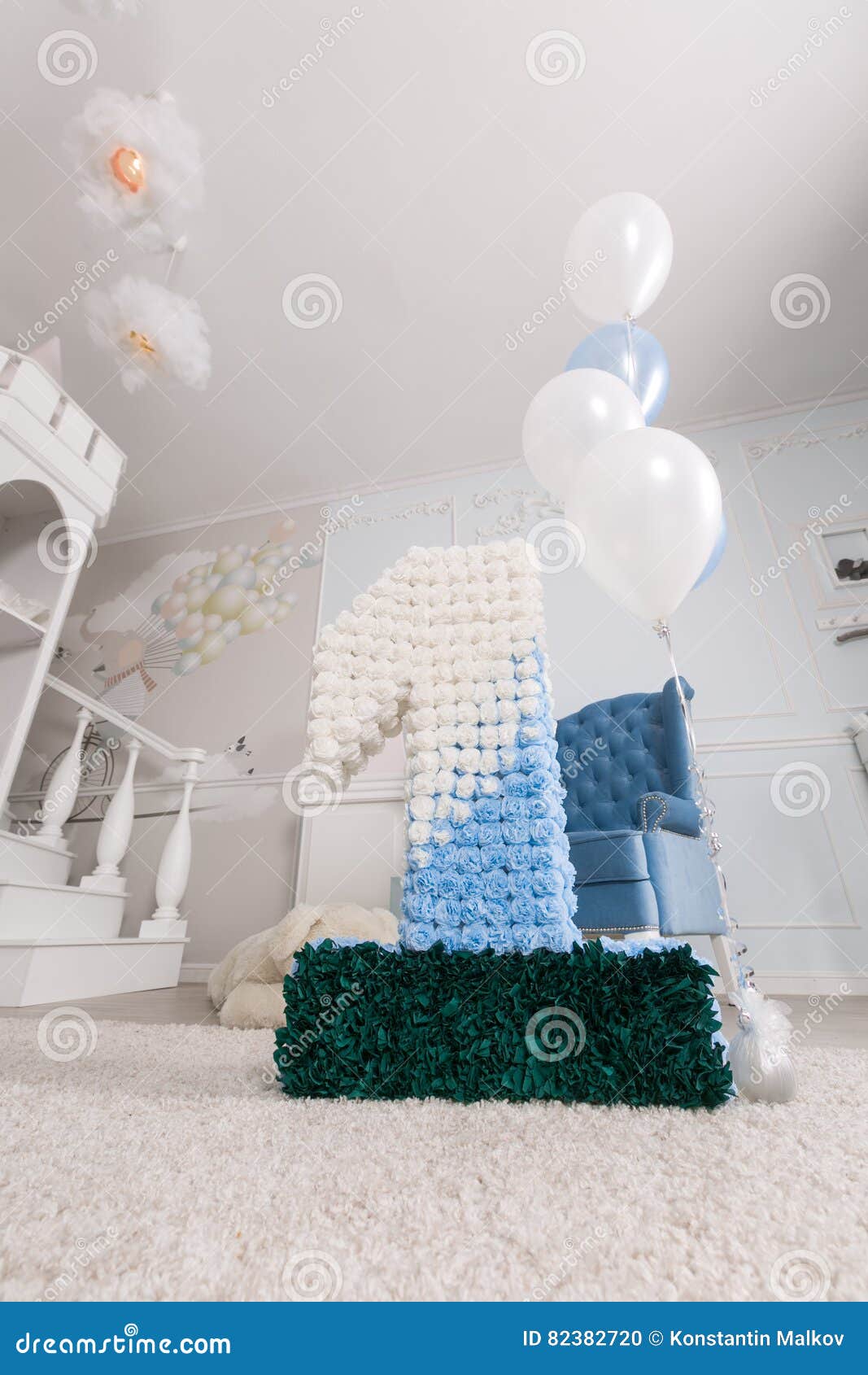 Decorated Number 1 for a Birthday. Happy One Year Stock Photo - Image ...