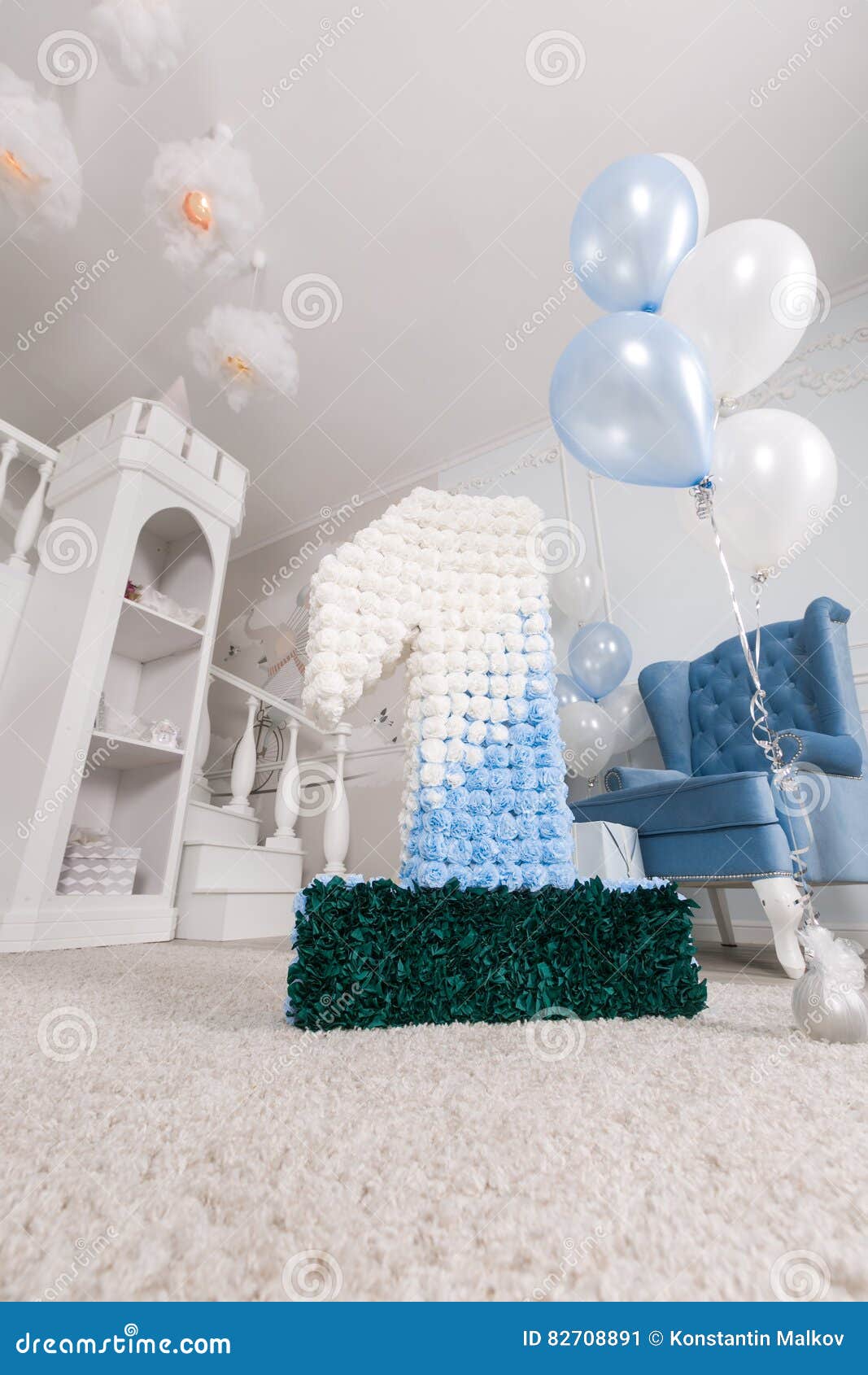 Decorated Number 1 for a Birthday. Happy One Year Stock Image - Image ...
