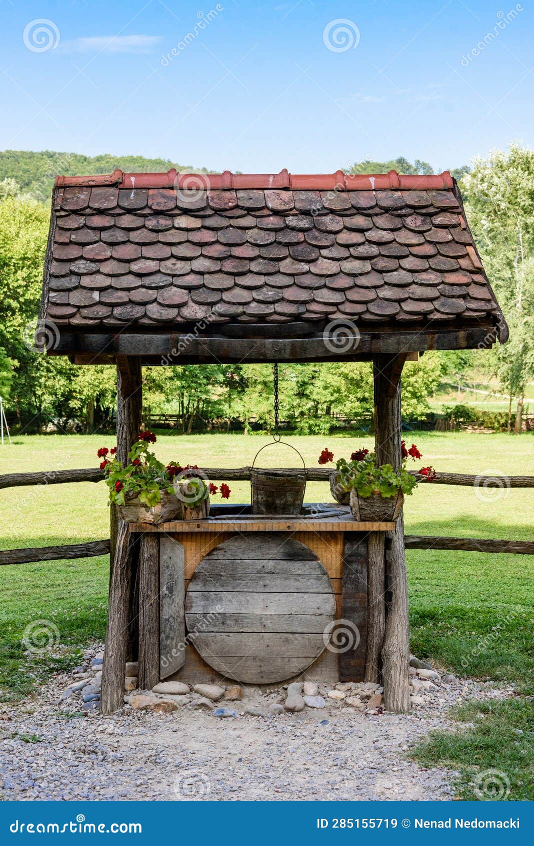 Decorated Old Traditional Water Well Stock Image - Image of flower ...