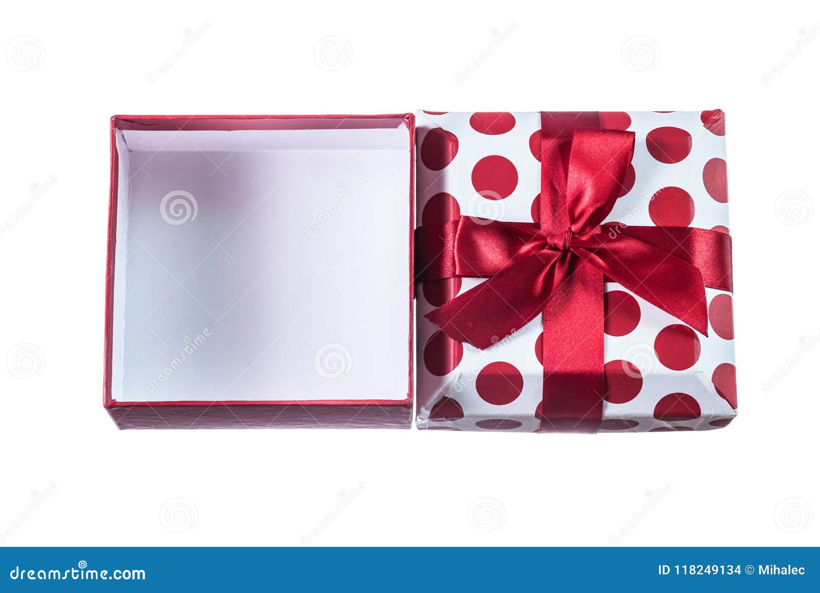 Decorated Opened Red Present Box Isolated on White Stock Photo - Image ...