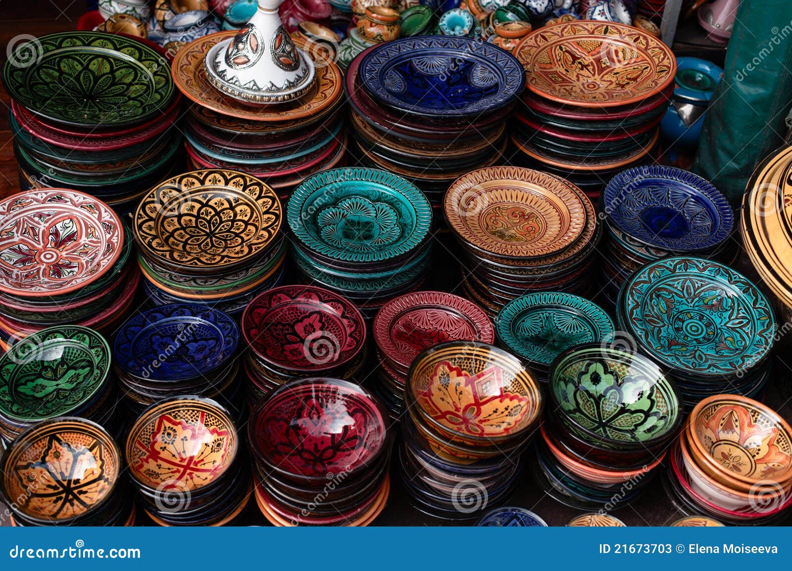 Decorated Plates and Traditional Morocco Souvenirs Stock Image - Image ...